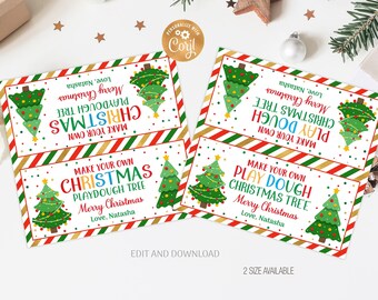 Christmas Playdough Tree Tag Tag, Make Your Own Favor Tag Editable ...