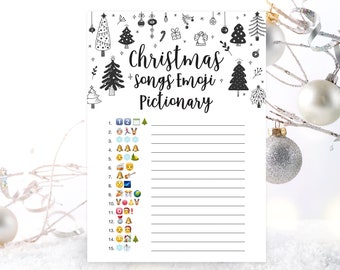 Christmas Game Printable Christmas Song Emoji Pictionary - Etsy