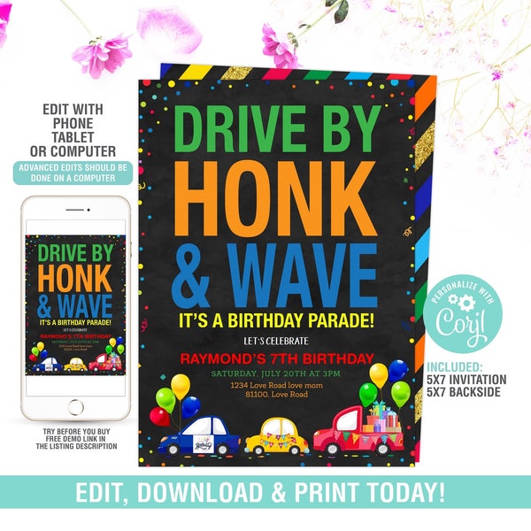 Drive by Birthday Parade Invitation - Etsy