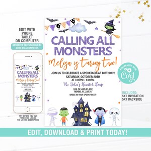 Halloween Birthday Invitation EDITABLE, Ghost Invitations, Costume ...