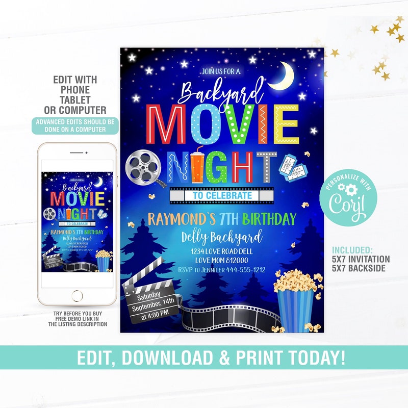 Outdoor Movie Invite - Etsy