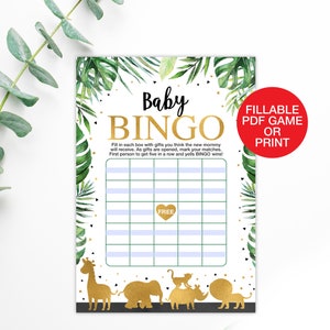Baby Bingo Cards Safari Baby Shower Game,baby Bingo Game, Virtual Baby ...