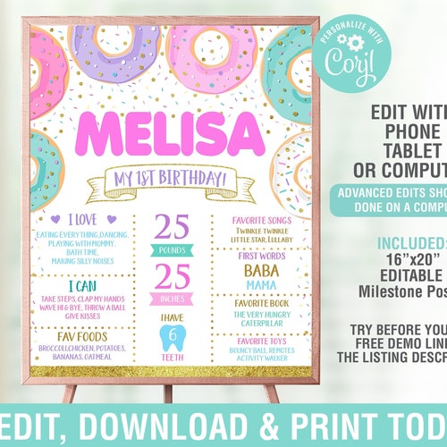 Donut Birthday Party Decor / Donut Birthday Chalkboard Poster - Etsy