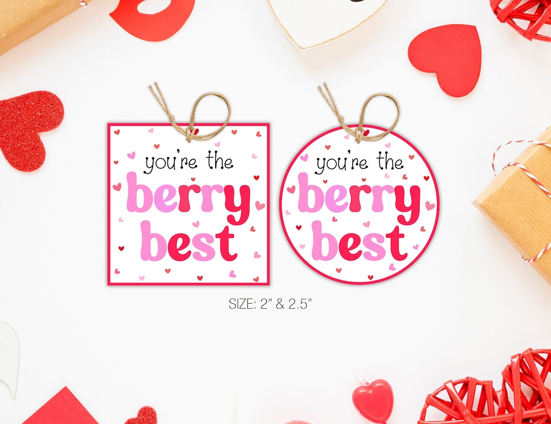 You’re the Berry Best Happy Valentine Day Tag, Pink Red Valentine Label ...