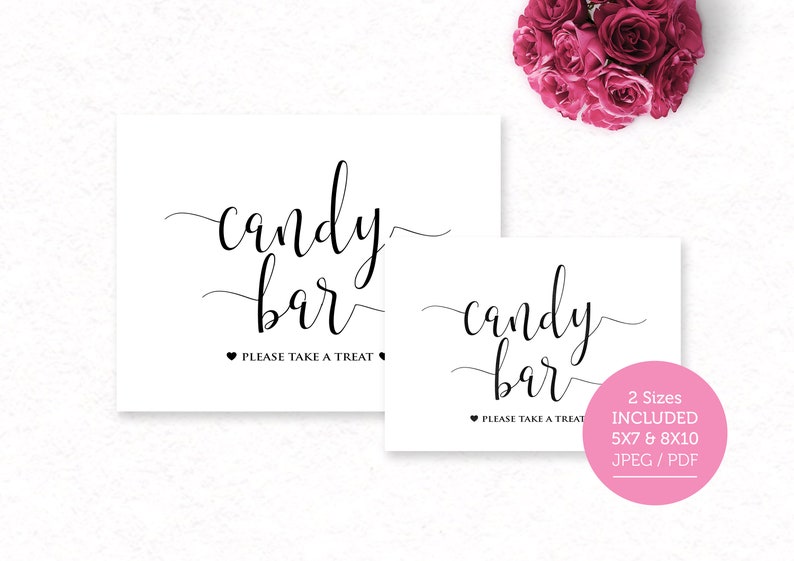 Candy Bar Printable, Wedding Cards Sign, Wedding Sign,candy Bar Sign ...