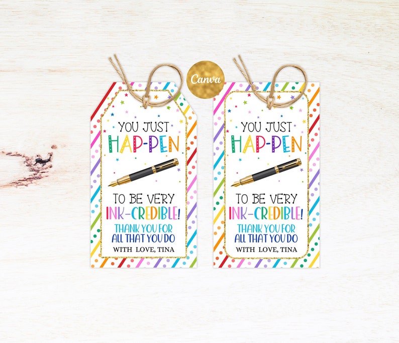 Teacher Appreciation Tags Editable, School Pen Gift Tag, Appreciation ...