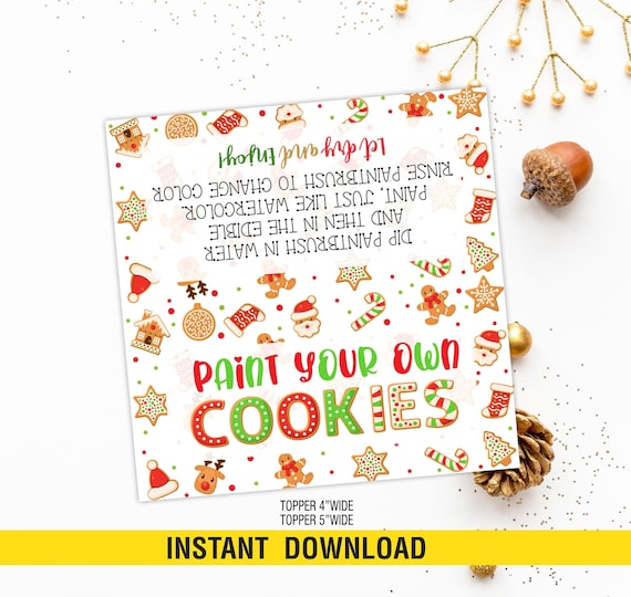Paint Your Own Cookie Christmas Tag, Cookie Topper, Merry Christmas ...