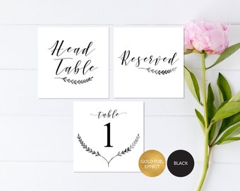 Printable Foldable Table Numbers 1 50 Black & Gold Instant | Etsy