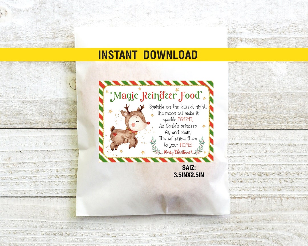 Magic Reindeer Food Label Tag Printable Christmas Gift Tag - Etsy