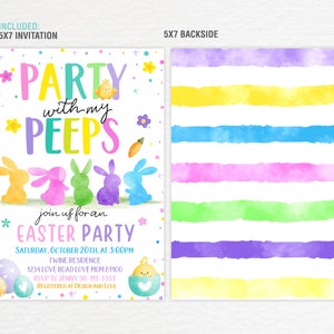 Easter Egg Hunt Invitation Editable,party With Peeps, Easter Bunny ...