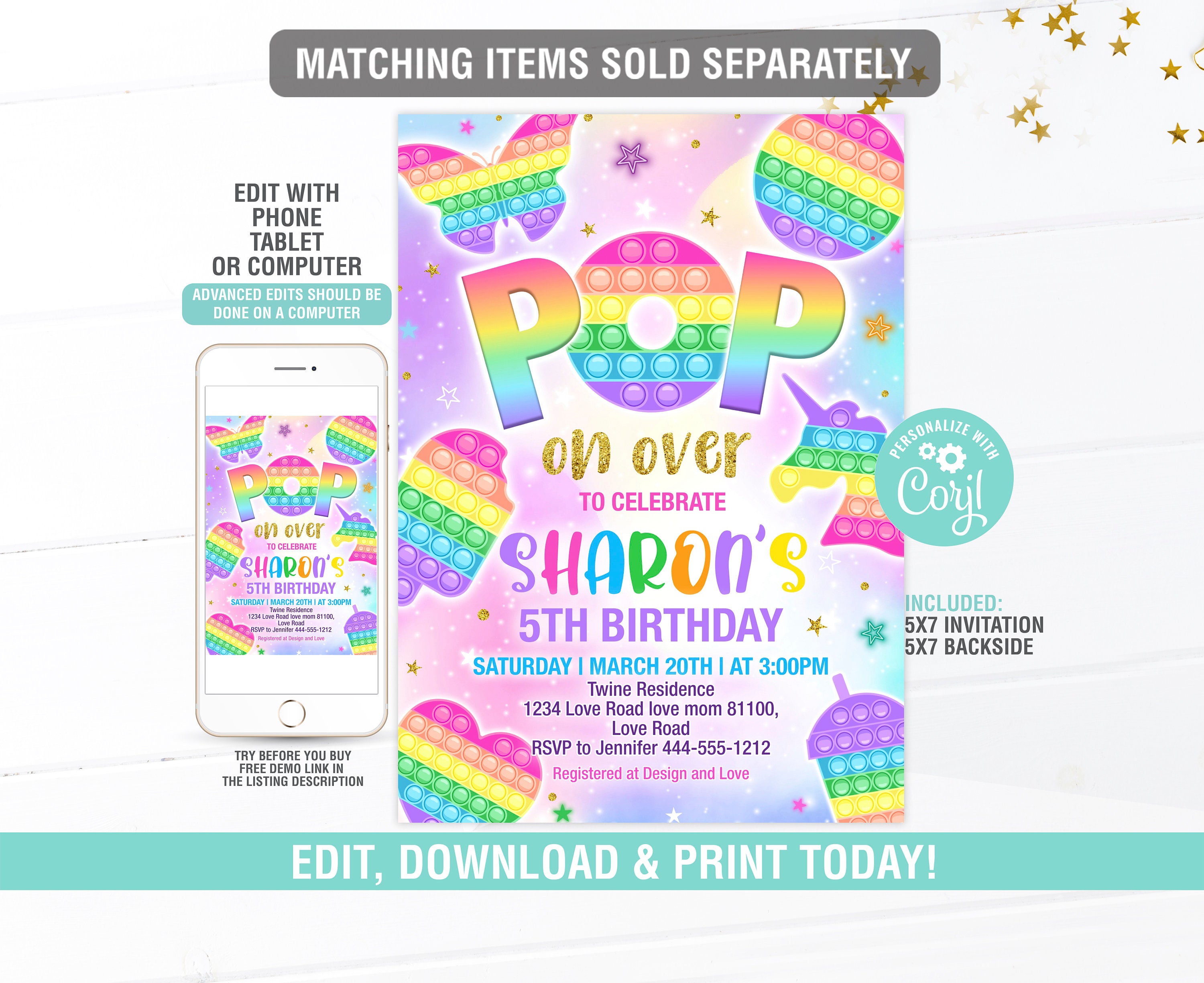 Pop It Party Welcome Sign EDITABLE Pop It Party Sign Welcome | Etsy