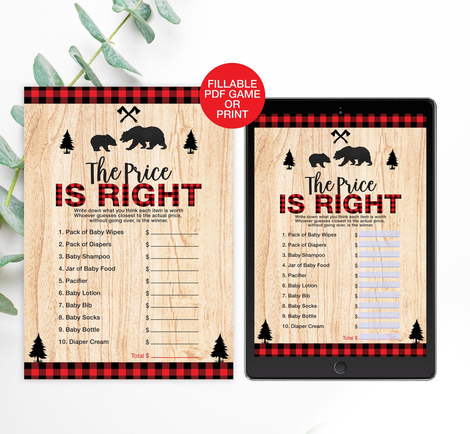 Lumberjack Baby Shower Game Bundle Fillable Lumberjack Baby | Etsy