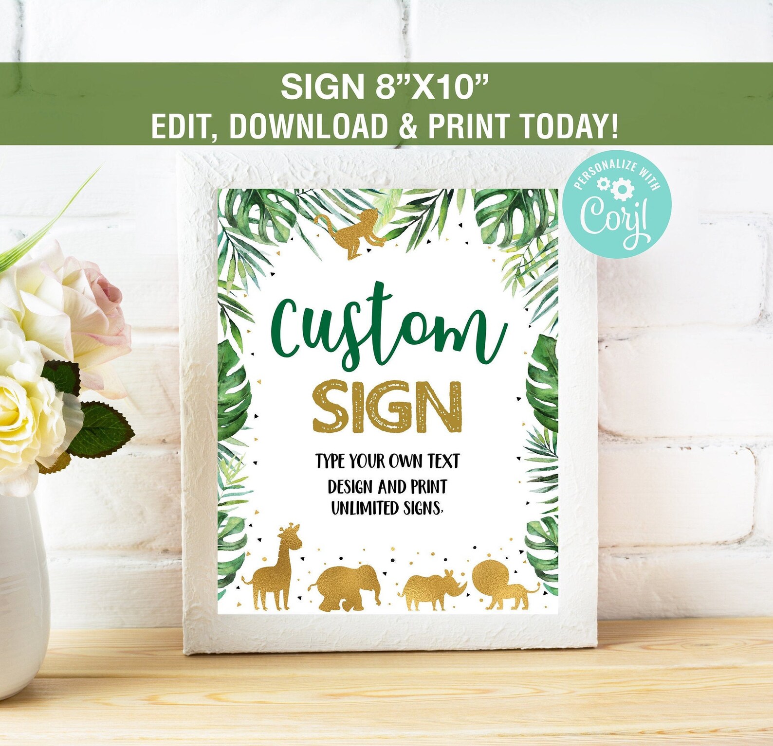 Editable Custom Safari Sign Jungle Party Decor Sign Wild | Etsy