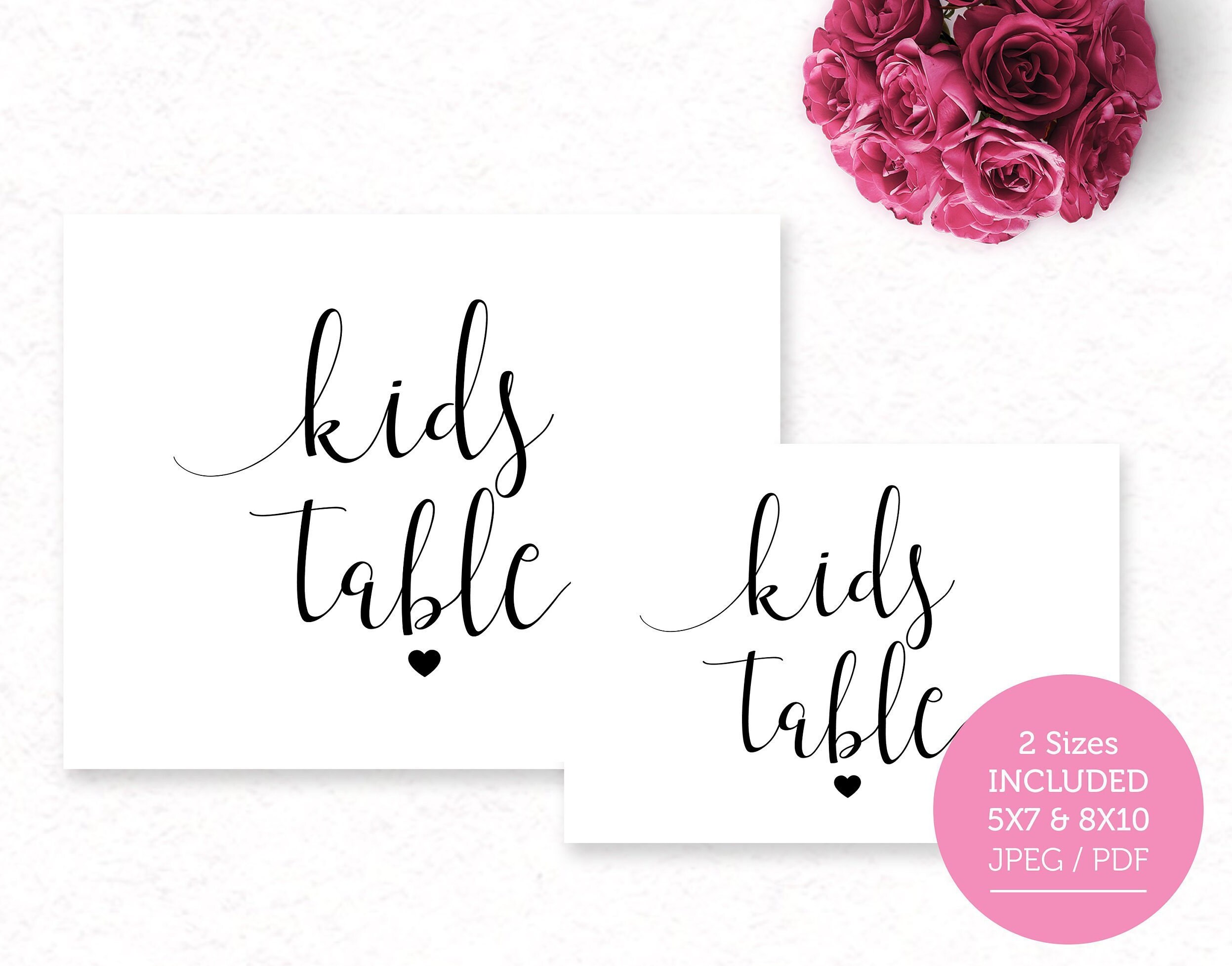 Kids Table Signkids Table Printable Kids Table Wedding Kids - Etsy UK