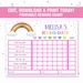 EDITABLE Rainbow Reward Chart,girls Chore Chart Routine Printable Chart ...