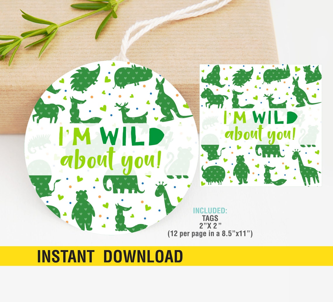 Valentine Gift Tags, Printable Valentine Gift Tags, I’M Wild About You ...