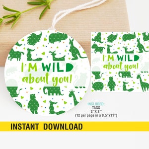Valentine Gift Tags, Printable Valentine Gift Tags, IM Wild About You ...