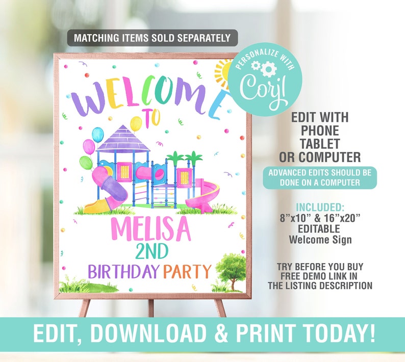 Playground Favor Tag Editableplayground Favor Tag Playground - Etsy