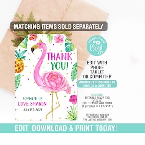 Flamingo Buffet Label EDITABLE, Flamingo Tropical Food Tent Cards, Food ...