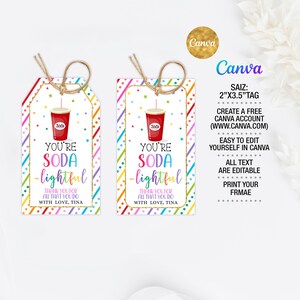 Teacher Appreciation Tag Editable, Soda-lighted Gift Tag Template ...