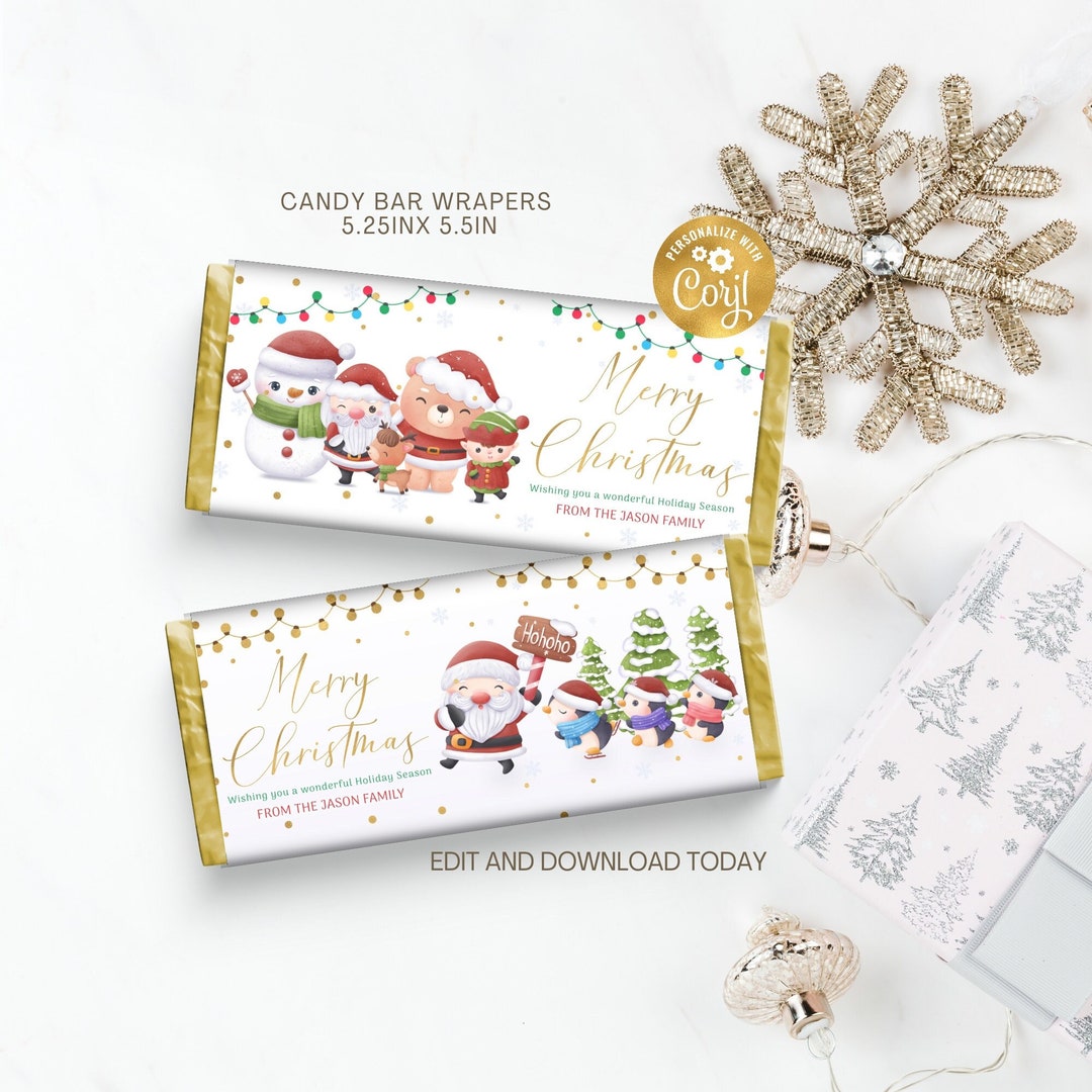 Editable Christmas Candy Bar Wrapper Template, Christmas Chocolate ...