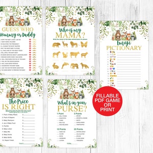 Woodland Baby Shower Game Bundle Virtual Baby Shower Game - Etsy