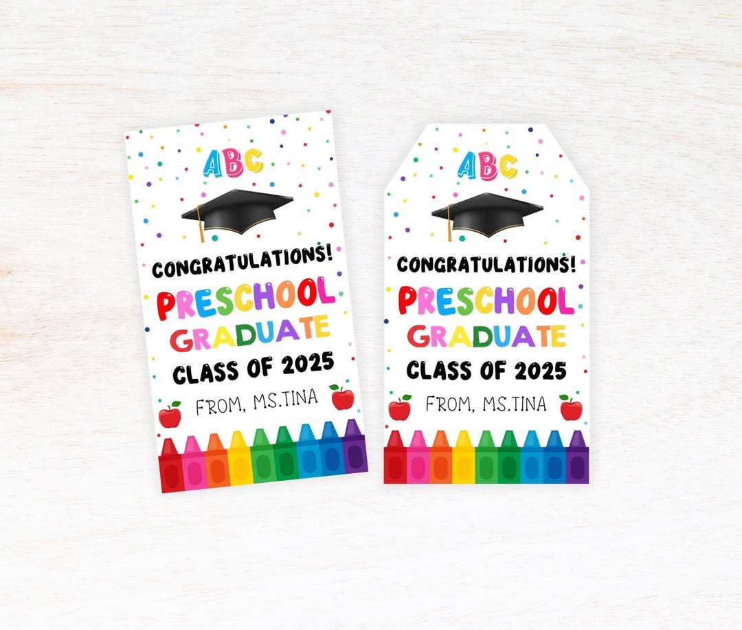 Preschool Graduation Tag Editable, End of the School Year Tag ...