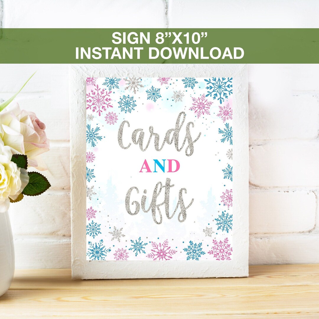 Winter Gifts and Cards Sign Printable, Baby Shower Gifts Sign, Baby Its ...