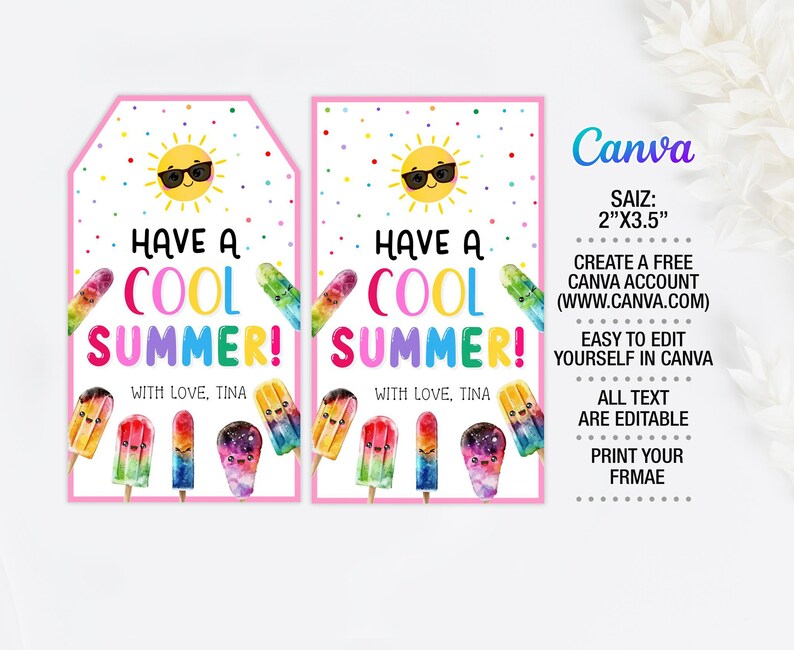 Last Day of School Tag Stay Ice Tag Editable, Summer End of School Year ...