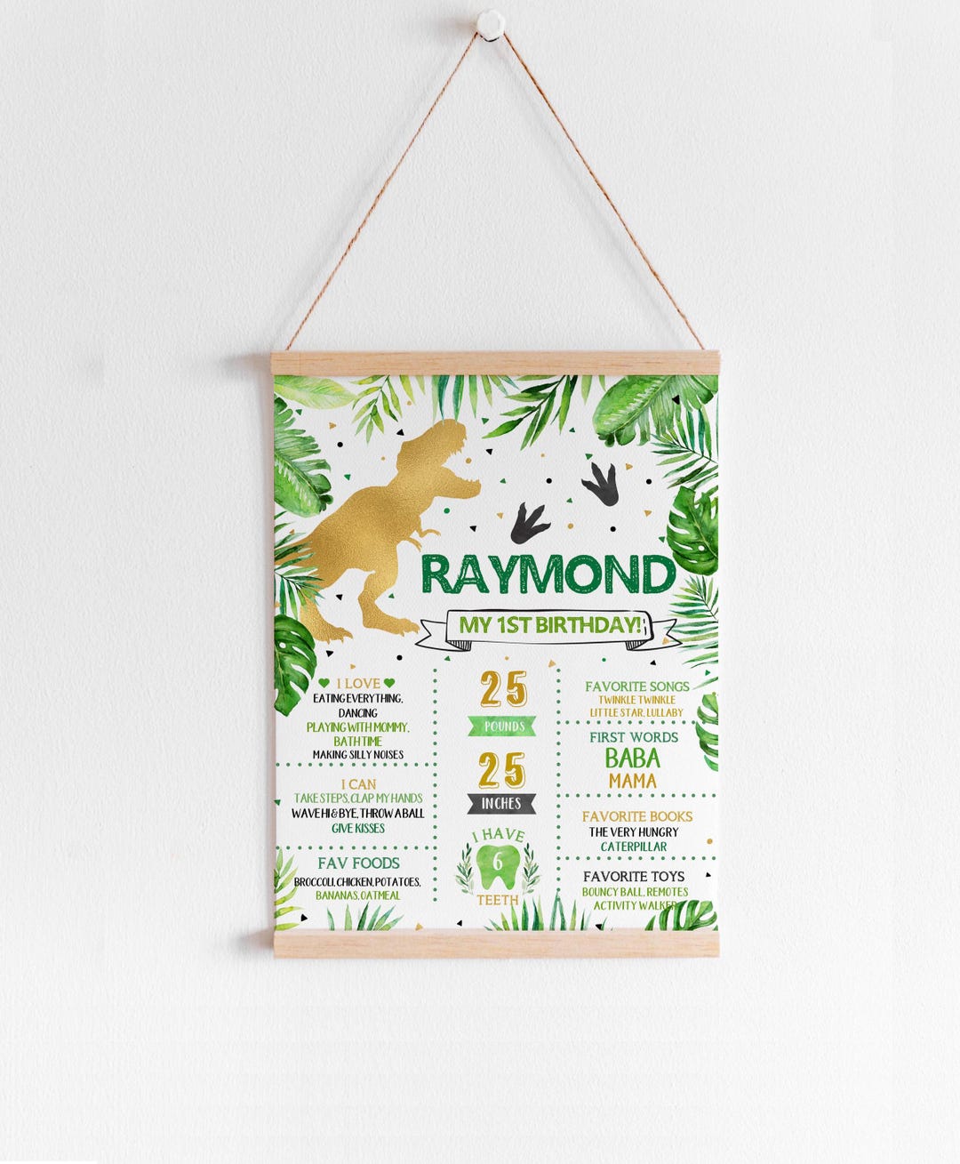 Dinosaur Milestone Birthday Poster EDITABLE, Dinosaur First Birthday ...
