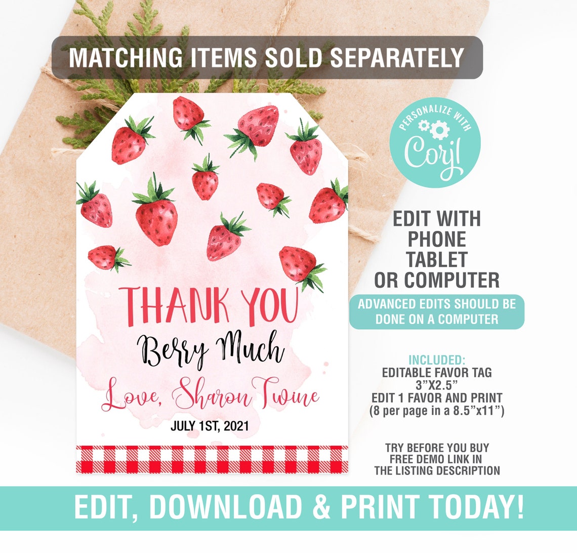 Ready to POP Strawberry Labels Printable, Ready to Pop Favor Toppers ...
