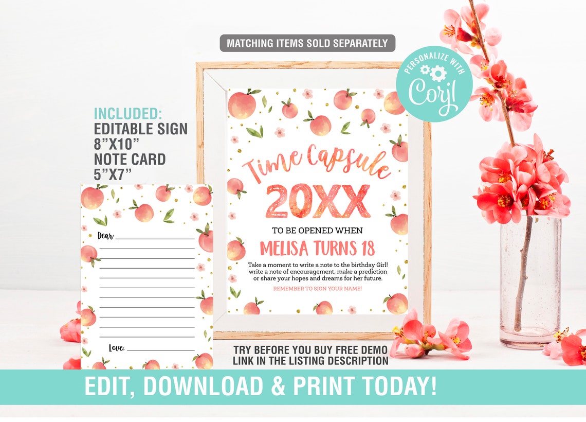 Peach Buffet Card,sweet as a Peach Food Label,peach Theme, Birthday ...