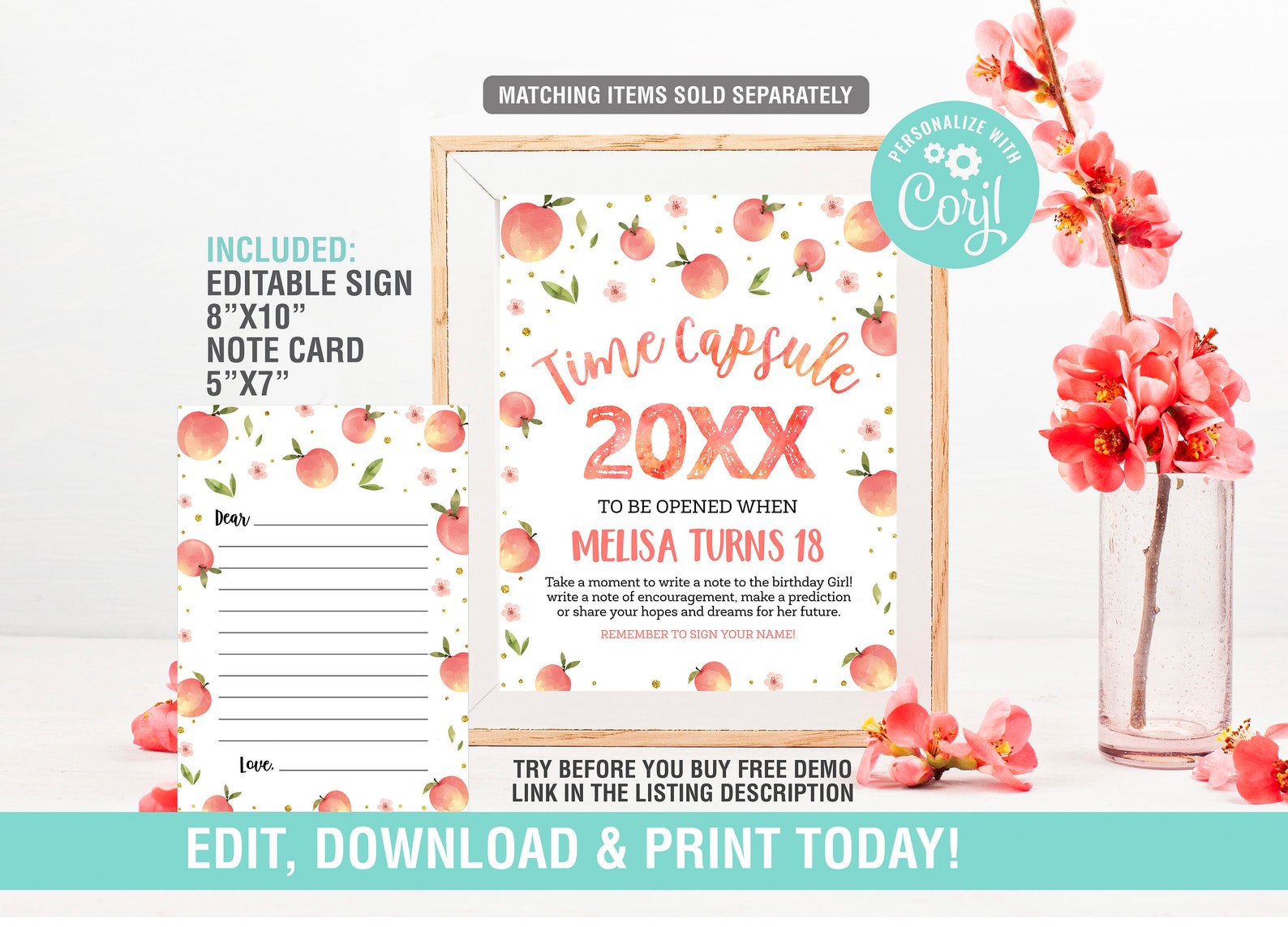 Peach Buffet Card,sweet as a Peach Food Label,peach Theme, Birthday ...