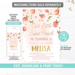 Peach Milestone Birthday Poster Editable, Peach Milestone Board, Peach ...