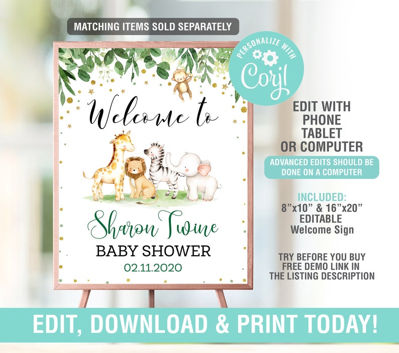 Safari Diaper Raffle Sign Printable Baby Shower Diaper - Etsy