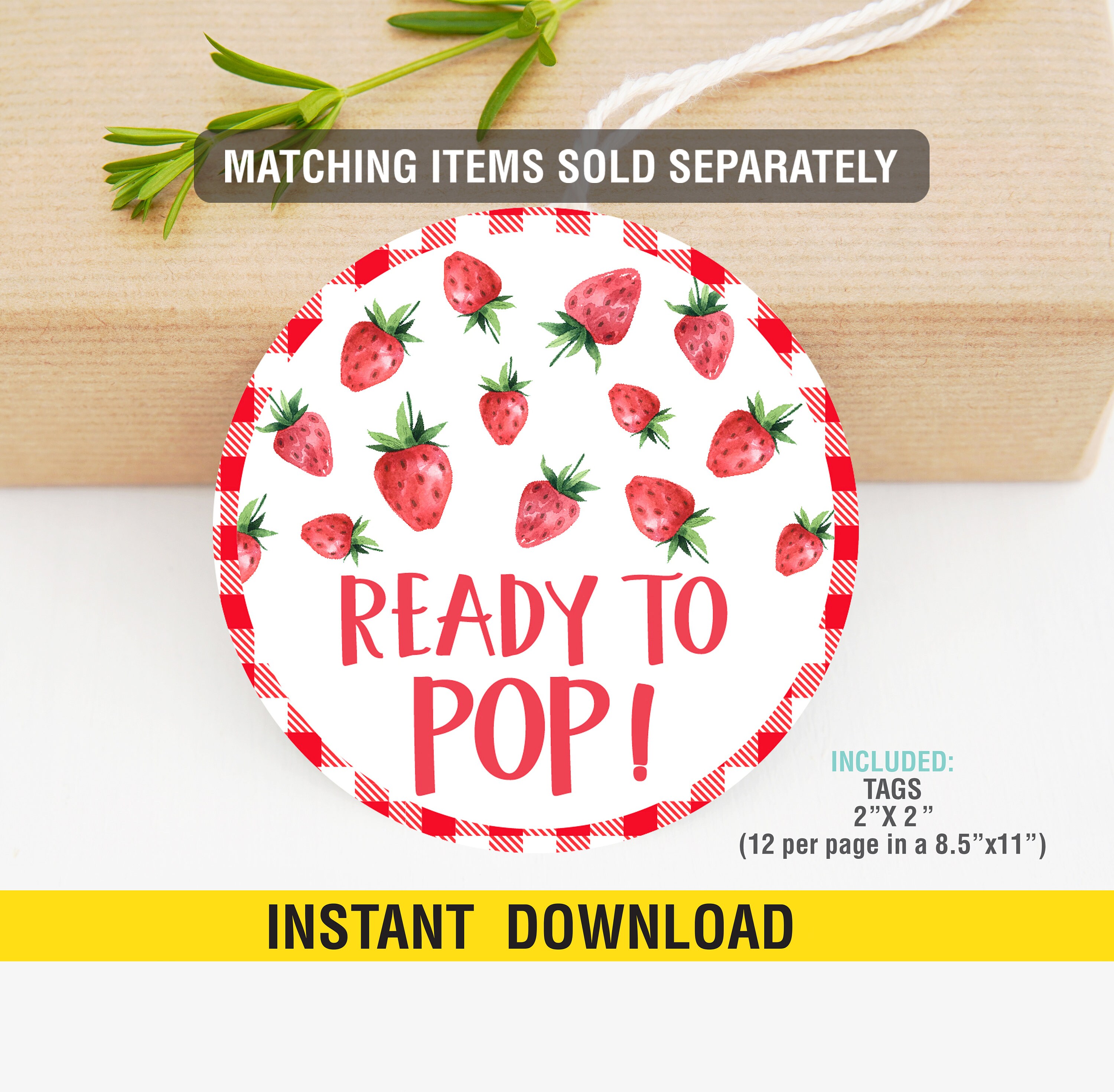 Strawberry Favor Tags EDITABLE, Thank You Tags, Strawberry Thank You ...