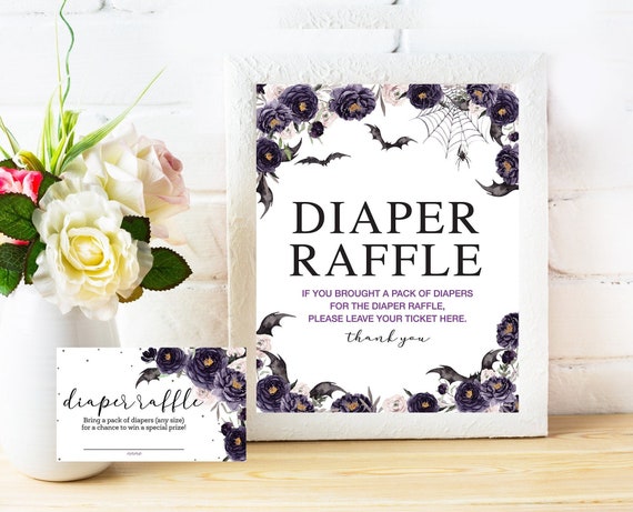 Halloween Diaper Raffle Sign, Halloween Diaper Ticket,Insert and Sign ...
