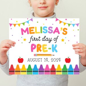 First Day of Pre-k Sign Editable, First Day of School 2024 Sign, Pre-k ...