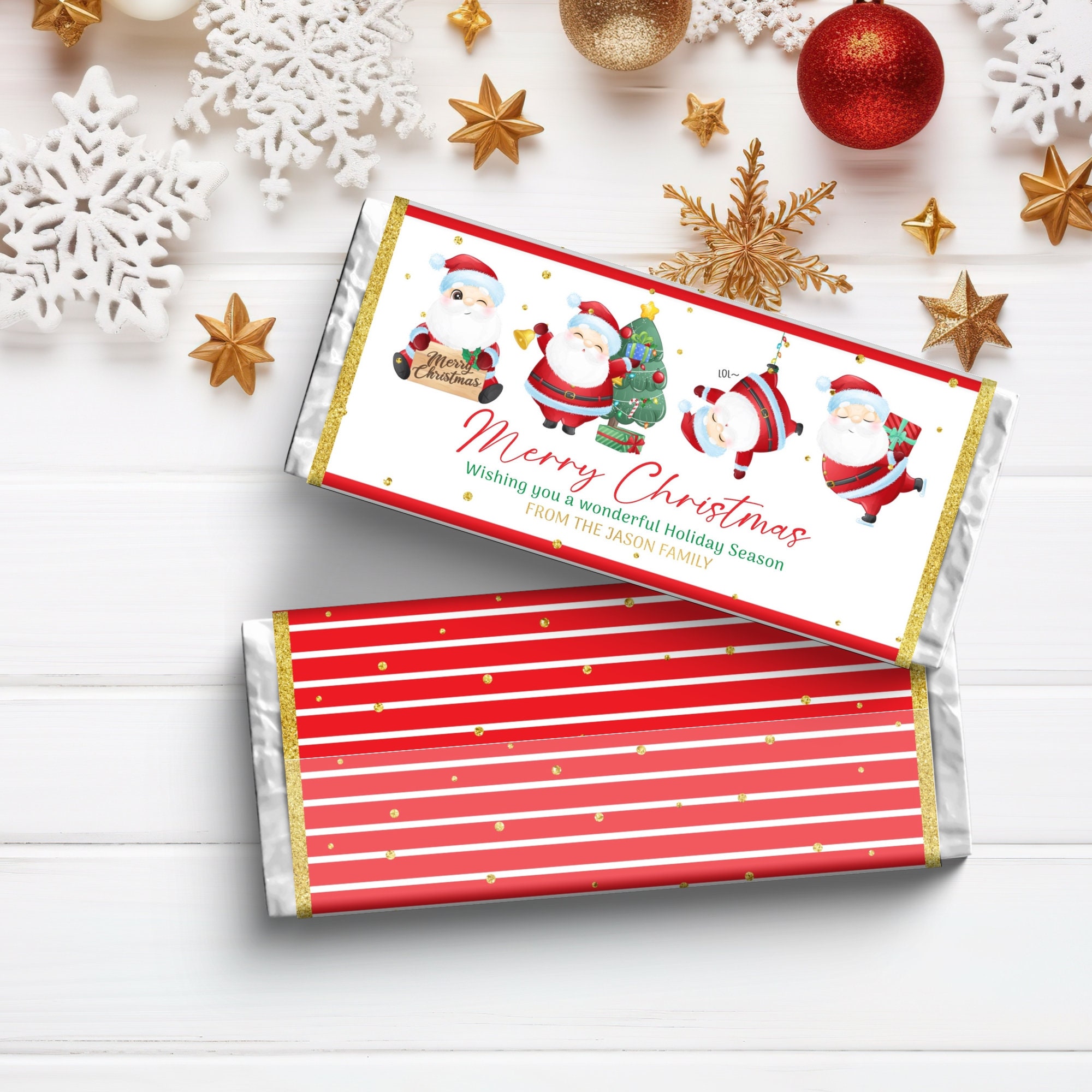 Editable Christmas Candy Bar Wrapper Template, Christmas Chocolate ...