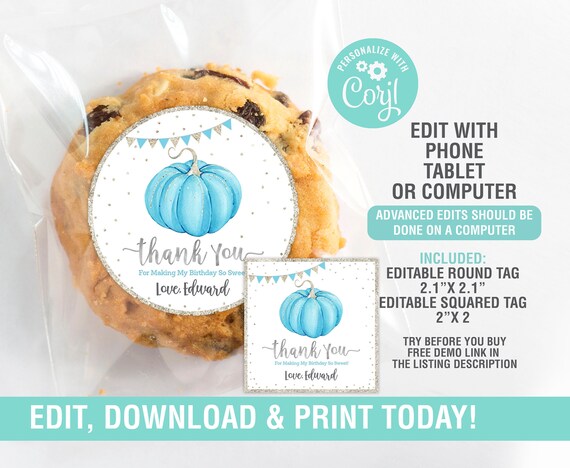 Pumpkin Favor Tag Editable, Little Pumpkin First Birthday,Gift Tag ...