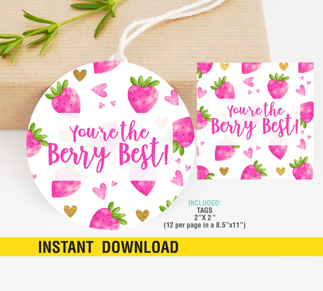 Valentine Gift Tags, Printable Valentine Gift Tags, Youre the Berry ...