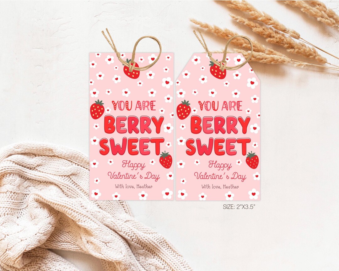You’re the Berry Best Happy Valentine Day Tag, Pink Red Valentine Label ...