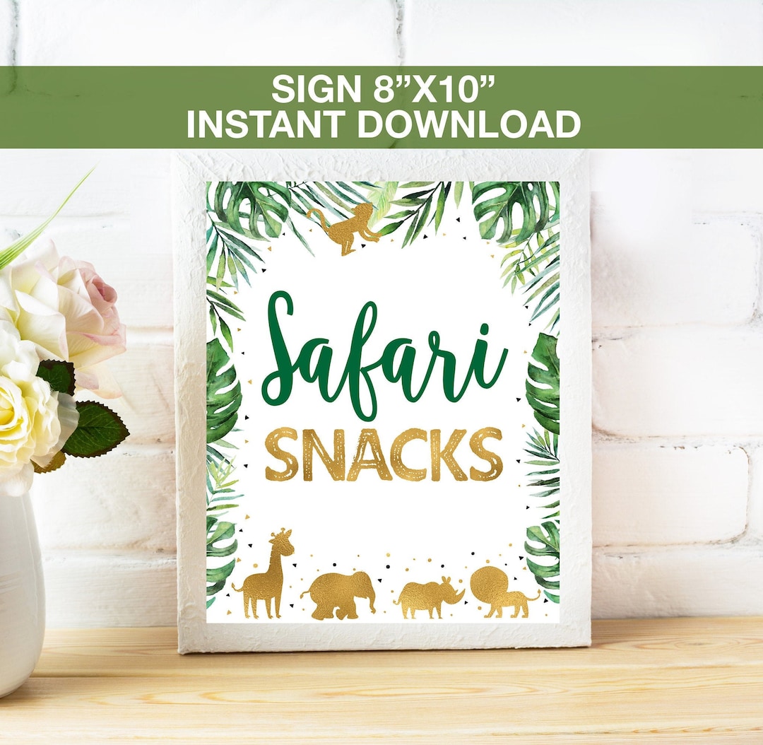 Safari Snacks Sign Printable, Wild One Printable Sign, Safari Birthday ...