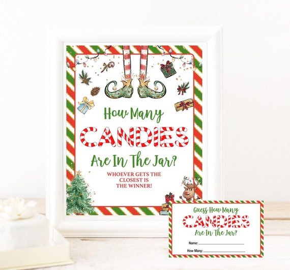 Christmas Candy Guessing Game Printable How Many Candies Are | Etsy