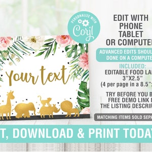 Safari Favor Tags EDITABLE, Safari Thank You Tags, Jungle Thank You ...
