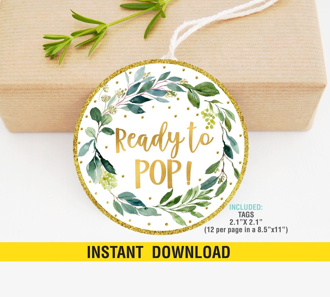 Ready to POP Greenery Labels Printable Ready to Pop Favor | Etsy