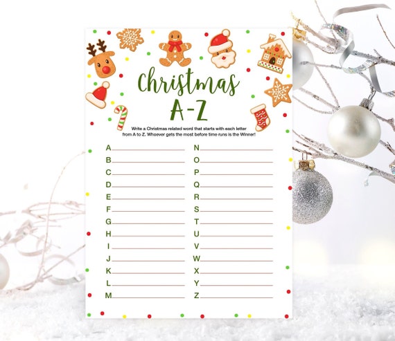 Christmas A-Z Game Printable Christmas Game for Family | Etsy