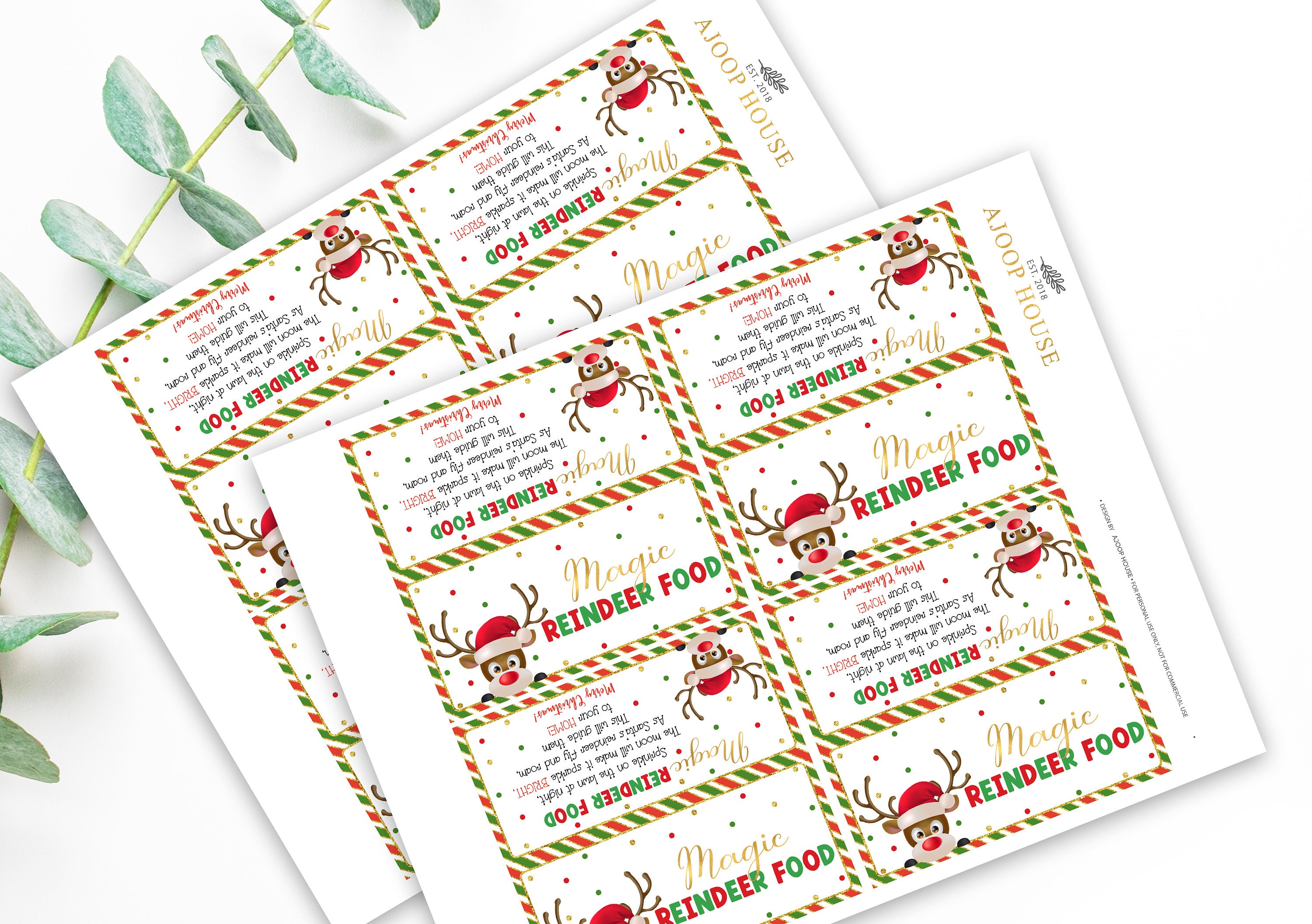 Magic Reindeer Food Treat Topper Printable, Christmas Topper Tag ...