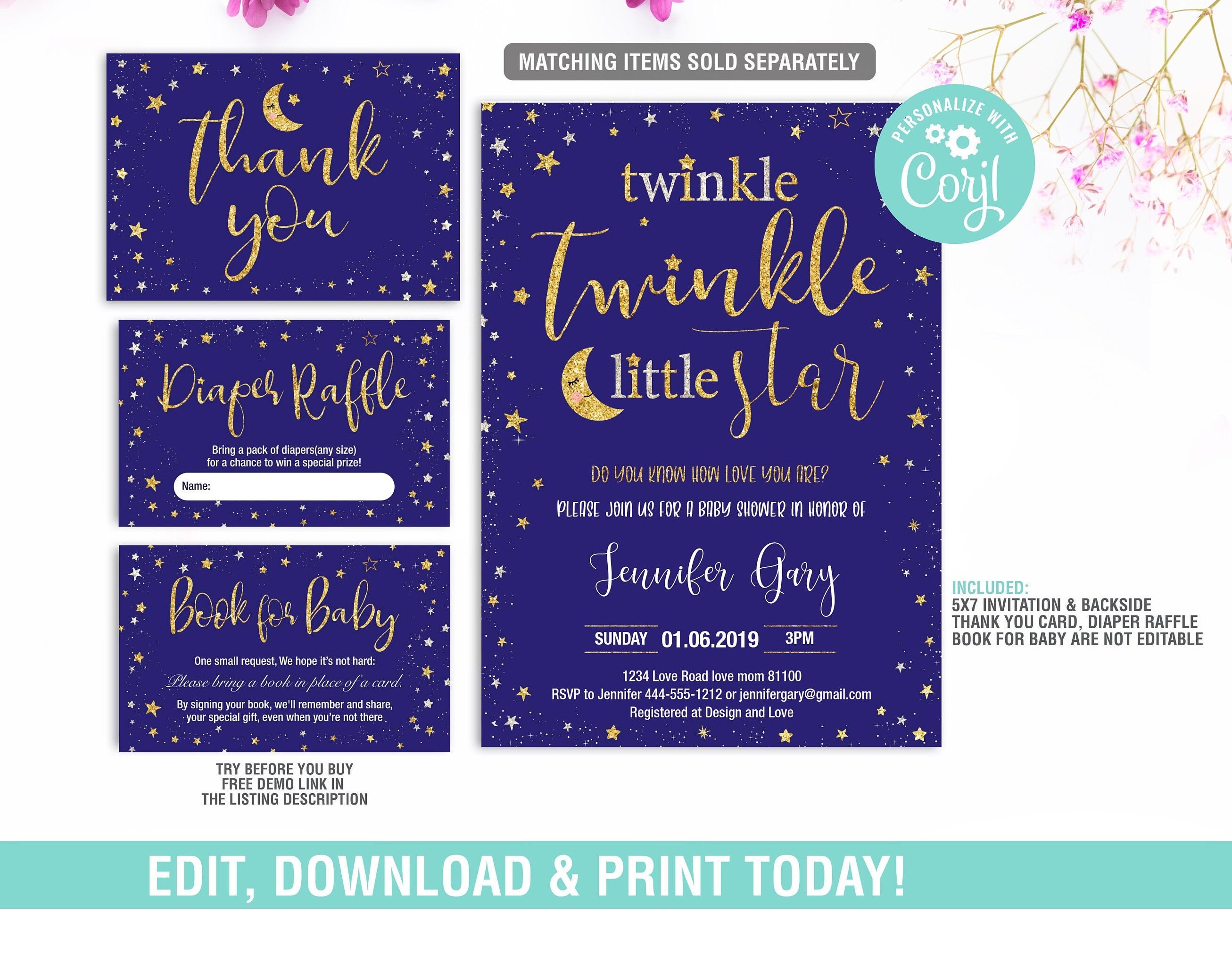 Twinkle Twinkle Little Star Bottle Label Instant Download - Etsy