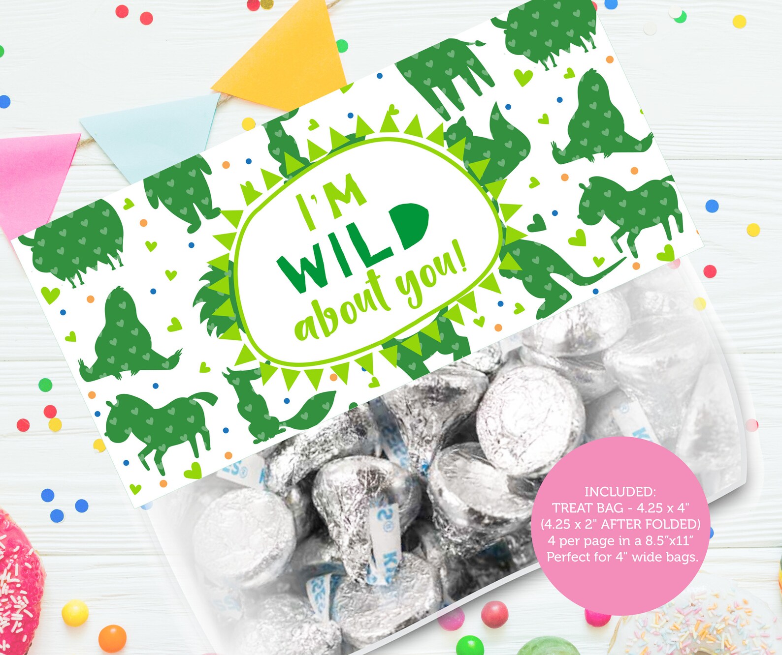 Valentine Treat Bag Toppers PRINTABLE, I’M Wild About You Treat Bag ...
